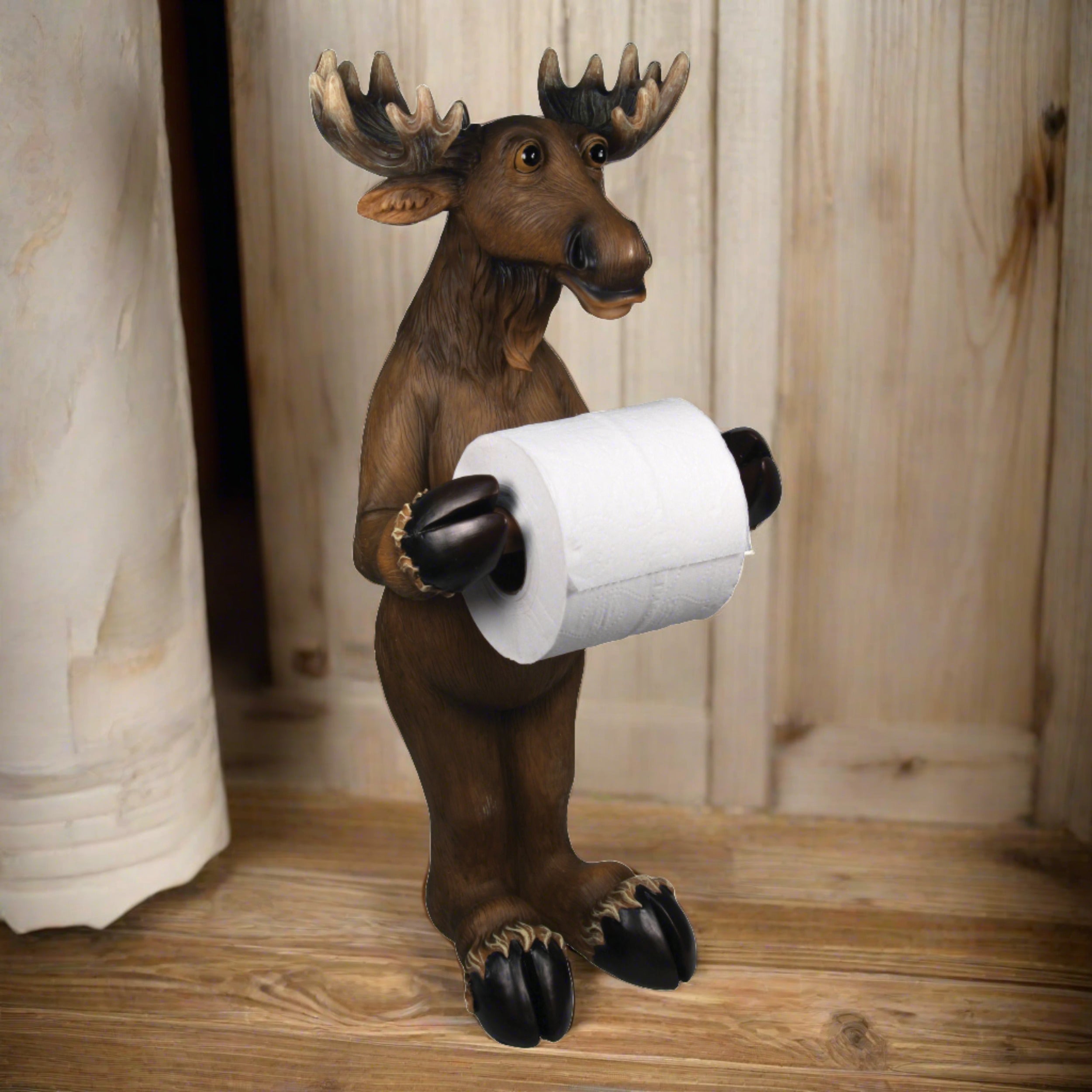 TP Holder-Standing Moose: Goofy Moose Toilet Paper Holder – Rivers Edge Products