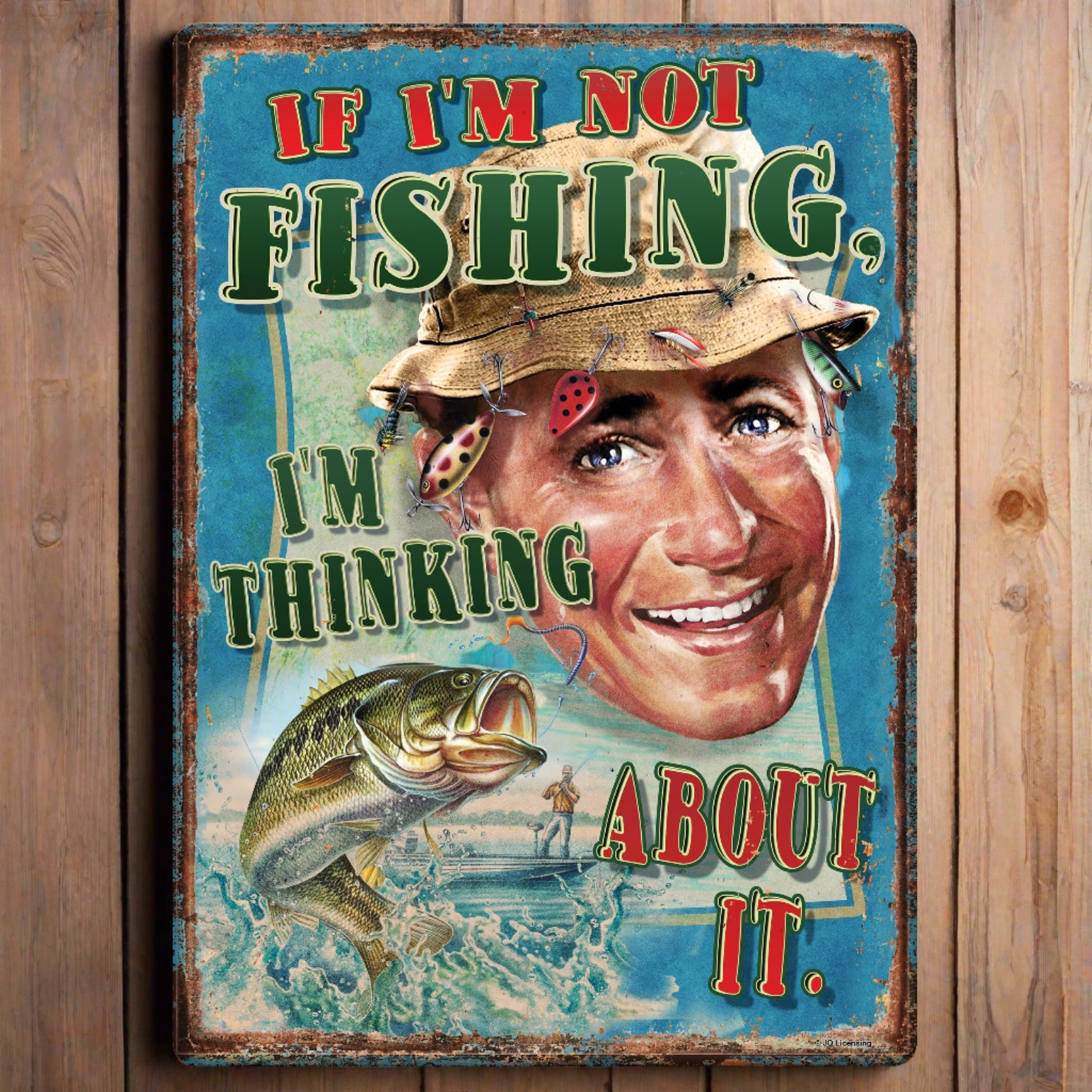 Tin Sign 12in x 17in-Think Fishing – Rivers Edge Products